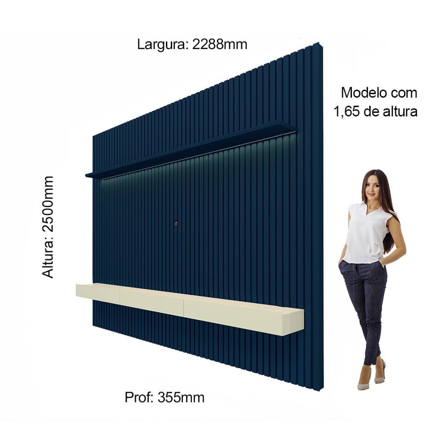 Painel para TV até 85 Polegadas Ripado com LED Nobre 230cm Gelius ...