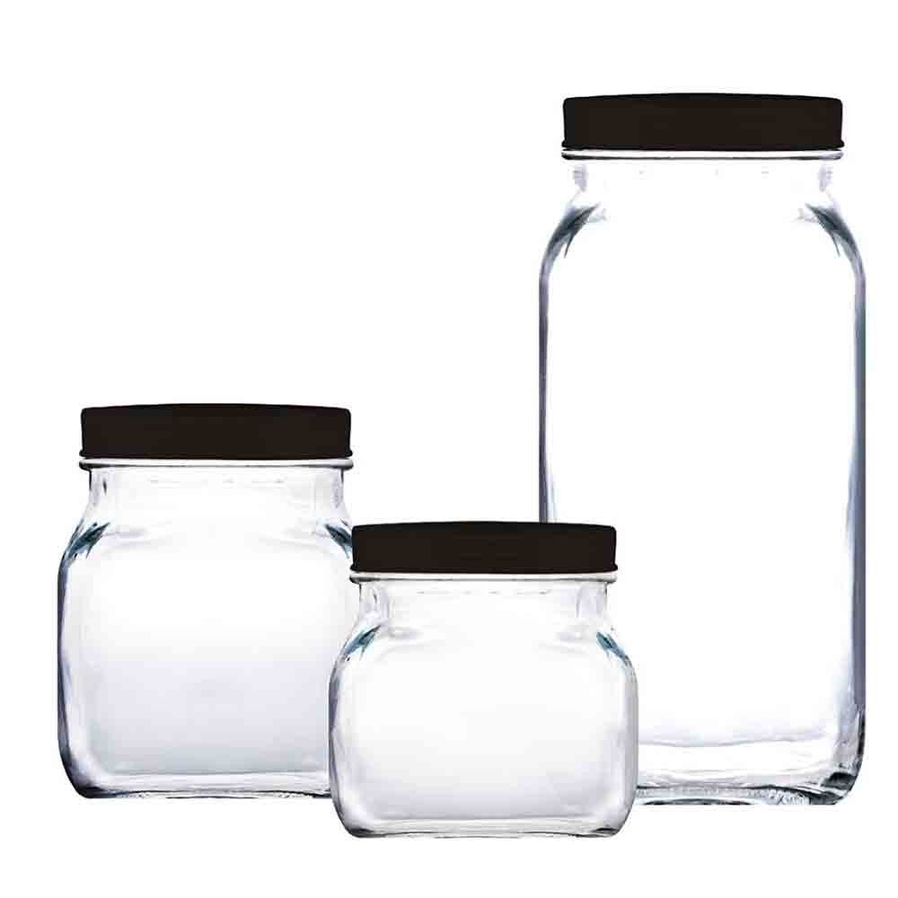 Conjunto de Potes Redondos 3 Peças Ruvolo Style em Vidro com Tampa ...