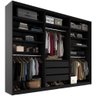 Closet Casal Guarda Roupa sem Porta 237cm 3 Gavetas Mdf Pisa R02 Preto ...