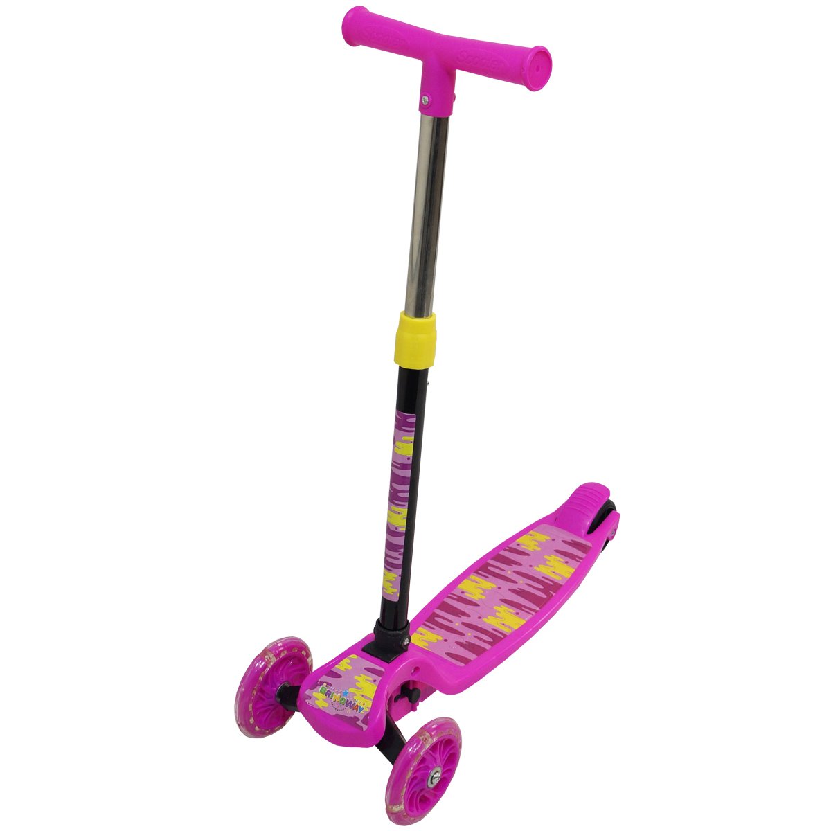 Patinete Infantil 3 Rodas em Pvc Freio Dobrável Altura Ajustável Menina ...