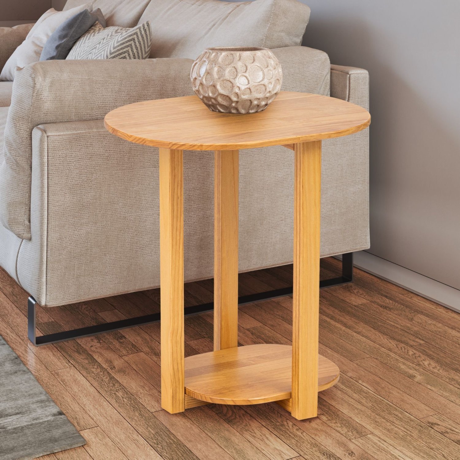 Mesa Lateral 59cm Madeira Maciça Ocre Yescasa | MadeiraMadeira