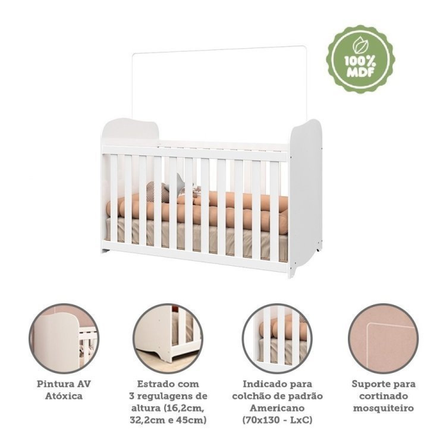 Quarto de Bebê Completo com Guarda Roupa 3 Portas Cômoda e Berço Pega ...