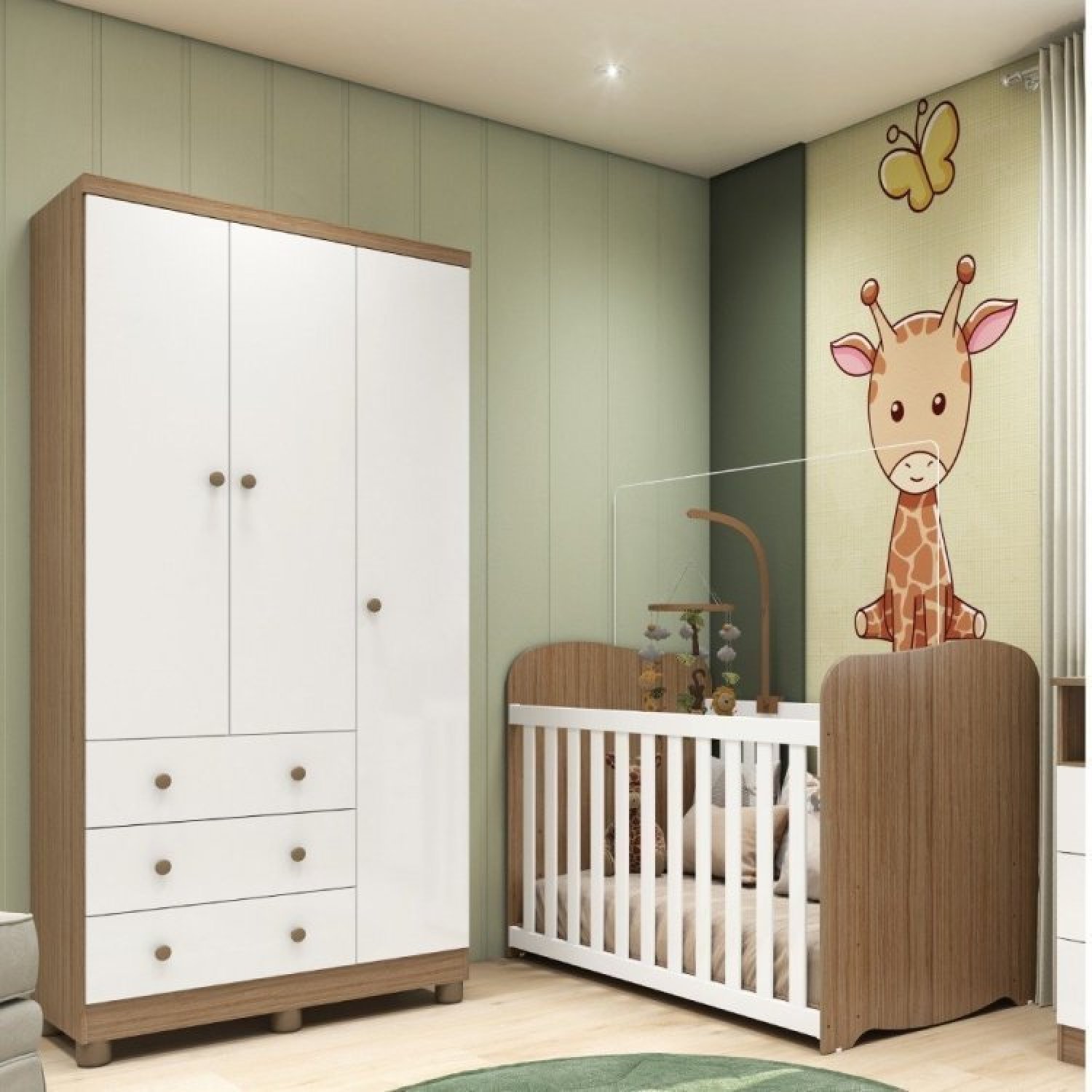 Quarto de Bebê com Guarda Roupa 3 Portas e Berço 100% MDF Pega-Pega ...