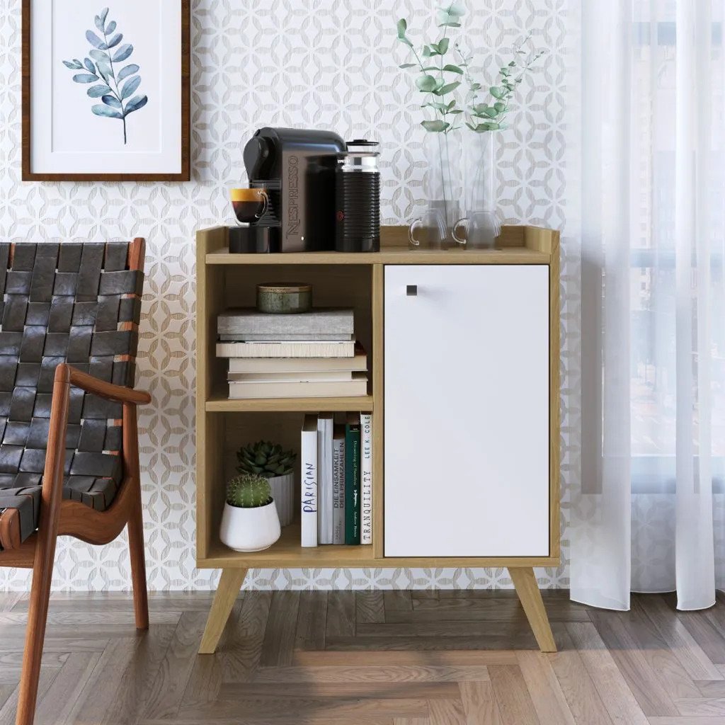 Aparador para Café 2 Nichos 1 Porta Bf68 - Arte Cas Aveiro com Branco ...