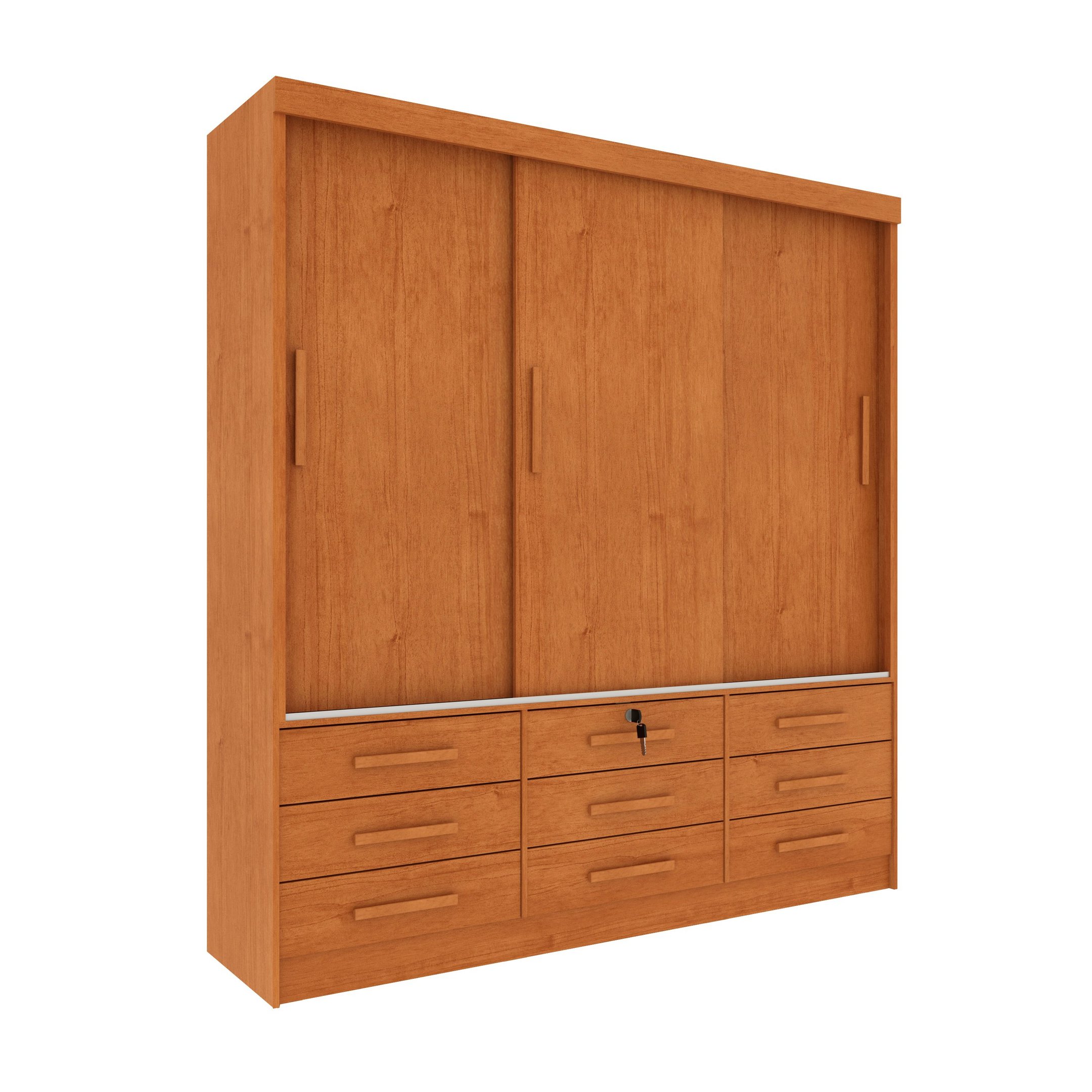 Guarda Roupa Casal com Espelho 3 Portas de Correr 9 Gavetas 199cm Chicago | MadeiraMadeira