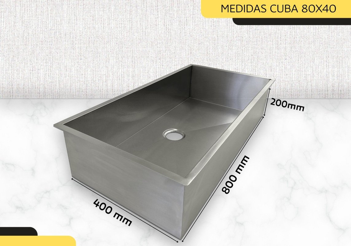 Cuba Cozinha Goumert Inox C/ Valvula 80x40 Premium | MadeiraMadeira