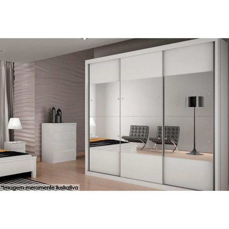 Guarda Roupa Casal 3 Portas de Correr e 6 Gavetas Horizon Plus Branco ...