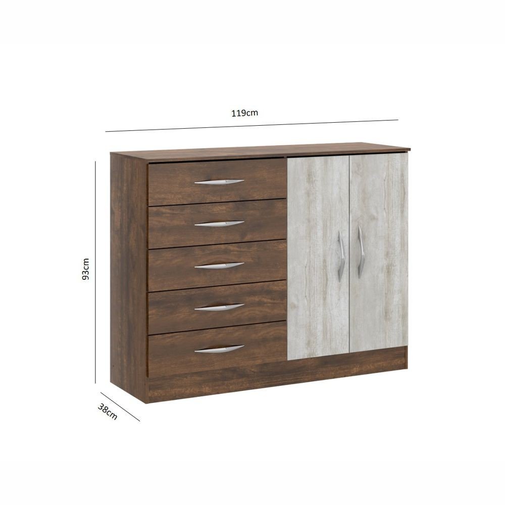 Cômoda 5 Gavetas 2 Portas 1043 Soluzione Móveis | MadeiraMadeira