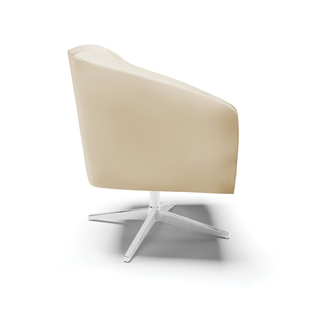 Poltrona Giratória Stella Corino Bege Base Cromada - D'Rossi ...