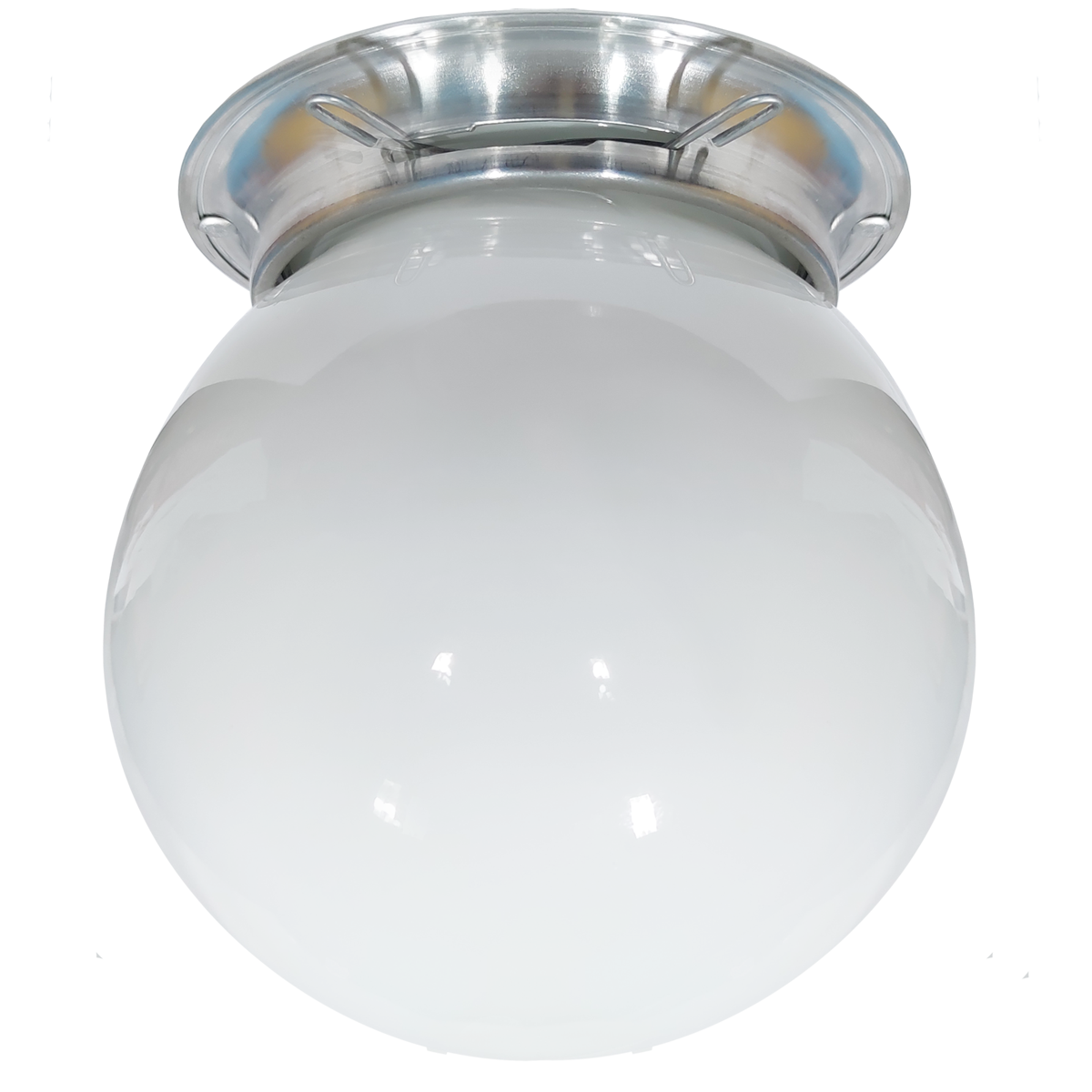Plafon Colonial Aluminio Natural Globo Leitoso 10x20 Retrô | MadeiraMadeira