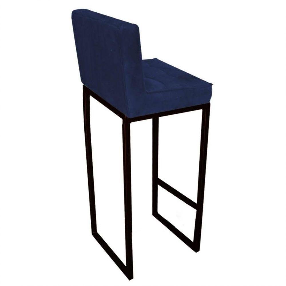 2 Banquetas Alta Lunna Suede Azul M. E Base Gold | MadeiraMadeira