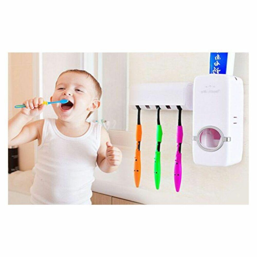 KIT 5 DISPENSER DE PASTA DE DENTE AUTOMATICO COM SUPORTE PARA 5 ESCOVA ...
