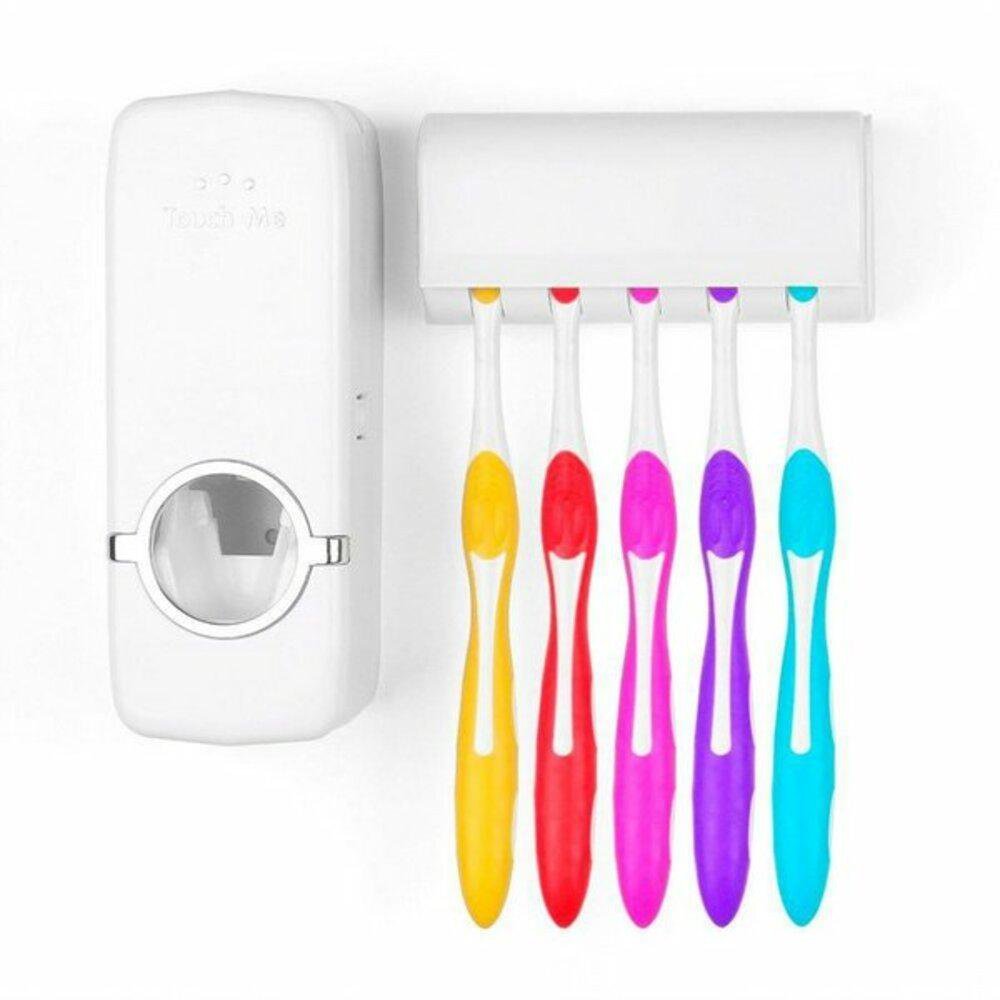 KIT 5 DISPENSER DE PASTA DE DENTE AUTOMATICO COM SUPORTE PARA 5 ESCOVA ...
