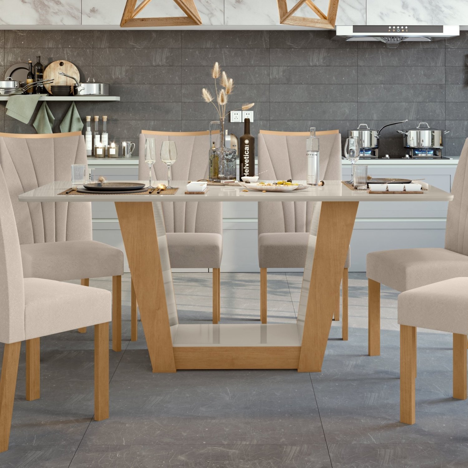 Mesa de Jantar Retangular 6 Lugares 160cm Tampo MFD Apogeu | MadeiraMadeira