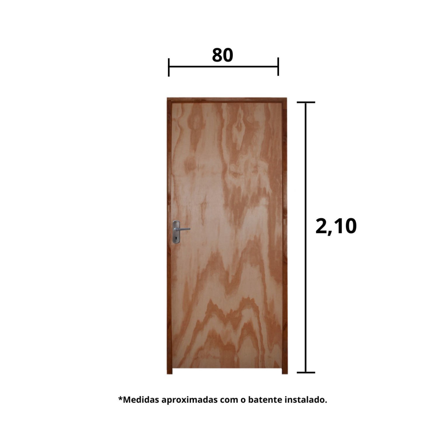 Kit Porta de Madeira 210x80cm Batente 11cm Fechadura Alavanca Comum ...