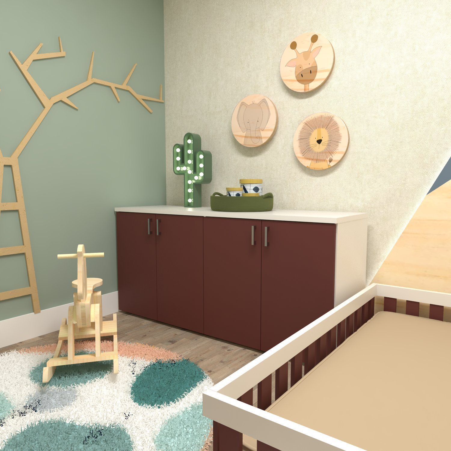 Kit com Cama Casal e Armário Baixo Montessoriano Yescasa | MadeiraMadeira