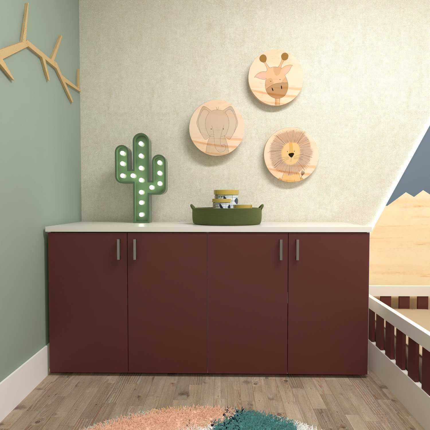 Kit com Cama Casal e Armário Baixo Montessoriano Yescasa | MadeiraMadeira