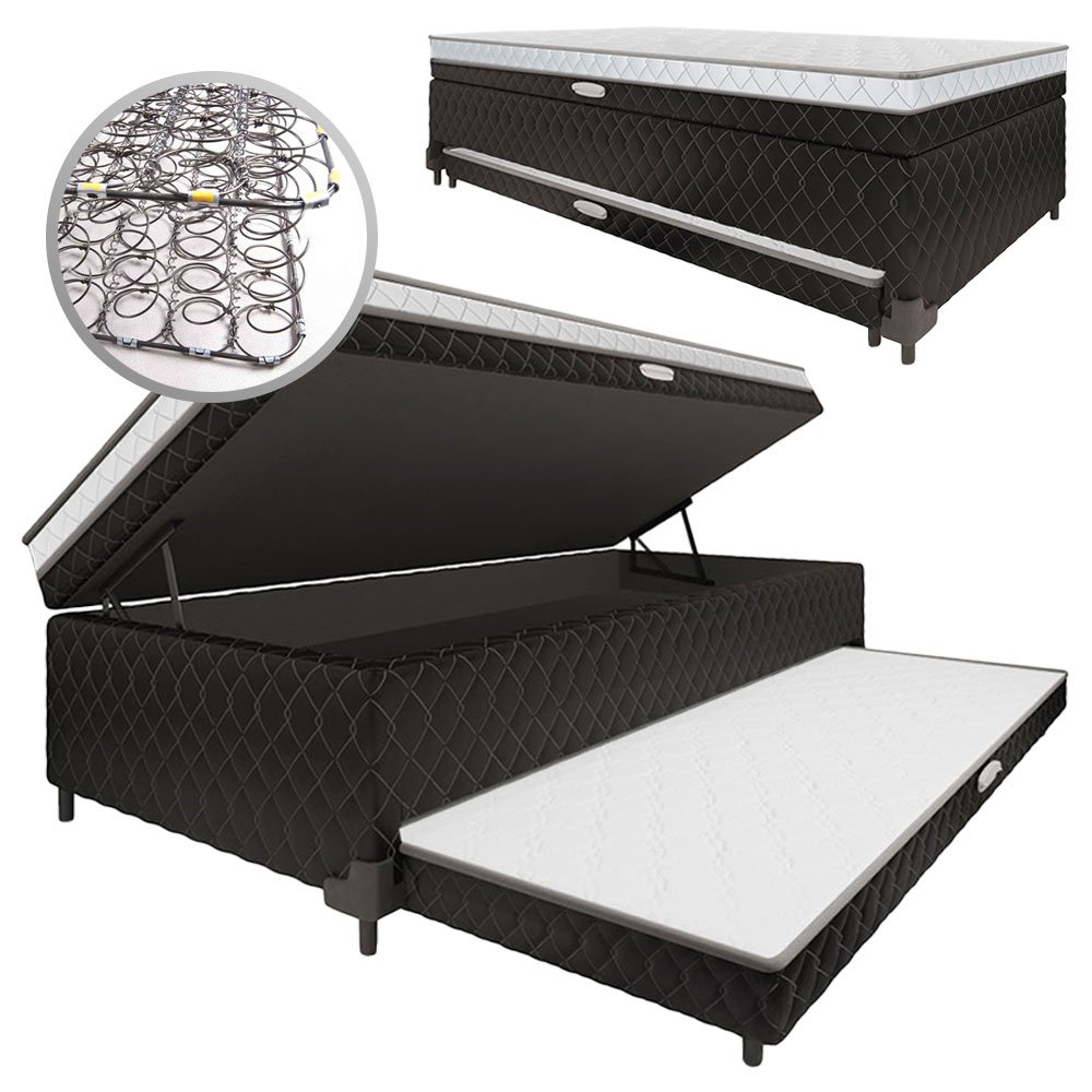 Bibox Conjugada Harmony com Cama Auxiliar e Baú Colchão Molas Solteiro ...