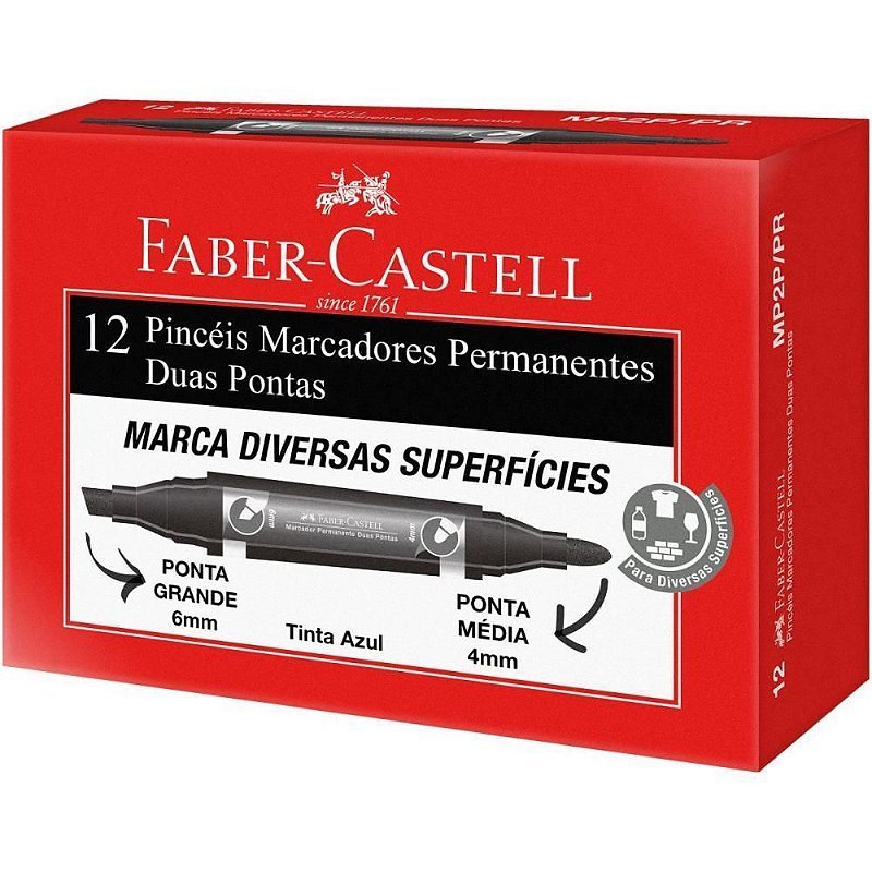 Pincel Marcador Permanente Duas Pontas Preto Cx com 12 | MadeiraMadeira
