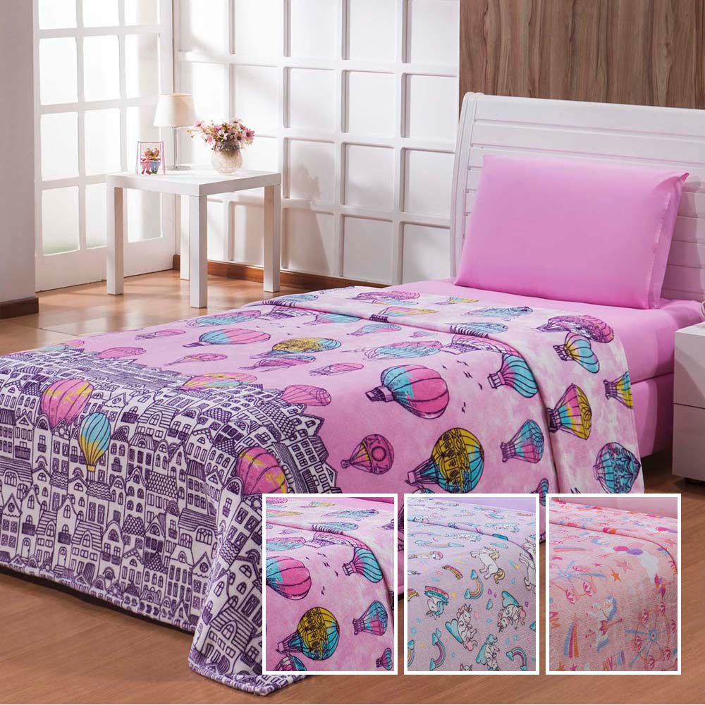 Manta Solteiro Flanel Infantil Personagens Andrezza | MadeiraMadeira