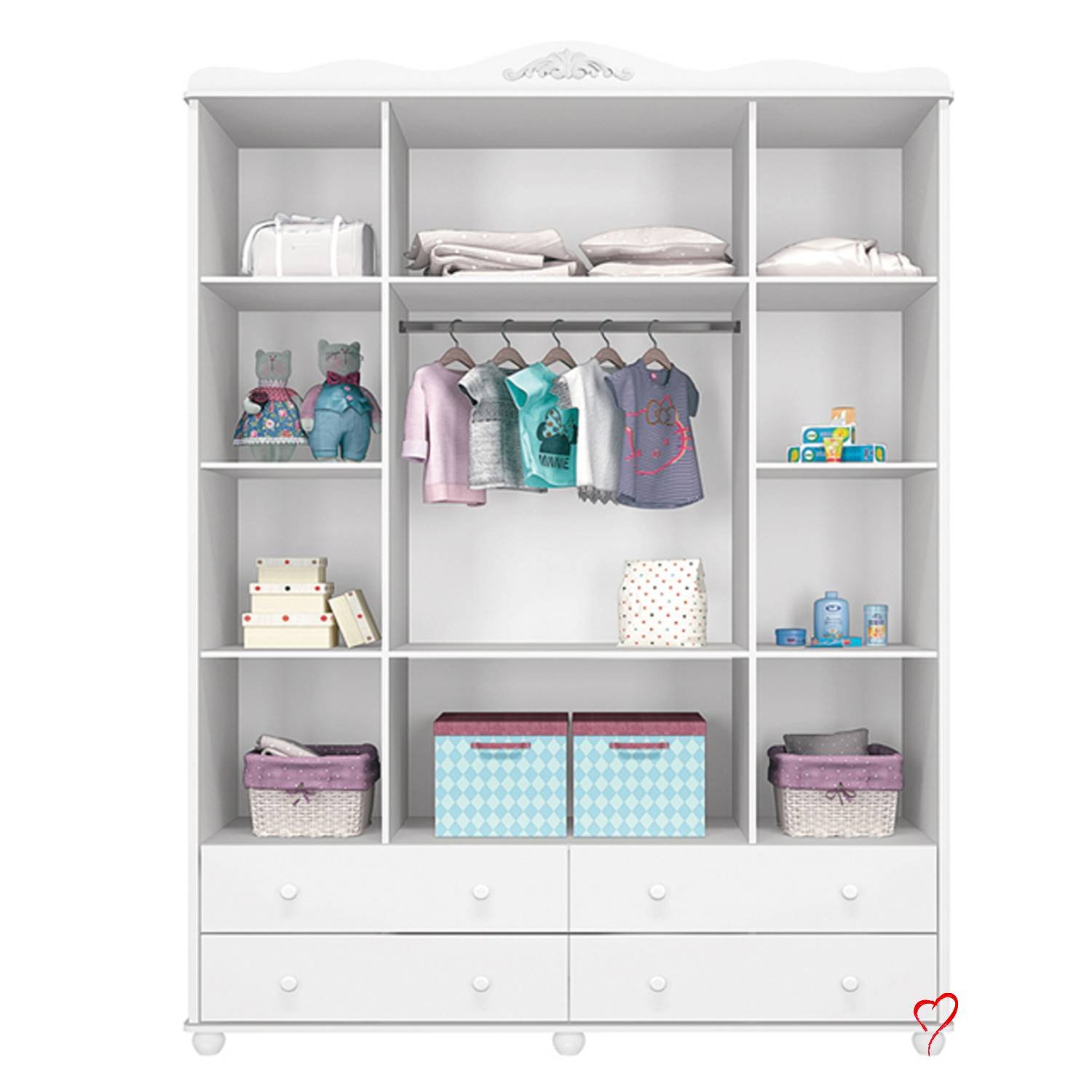 Guarda Roupa Provence Classic 4 Portas Planet Baby cor: BC | MadeiraMadeira