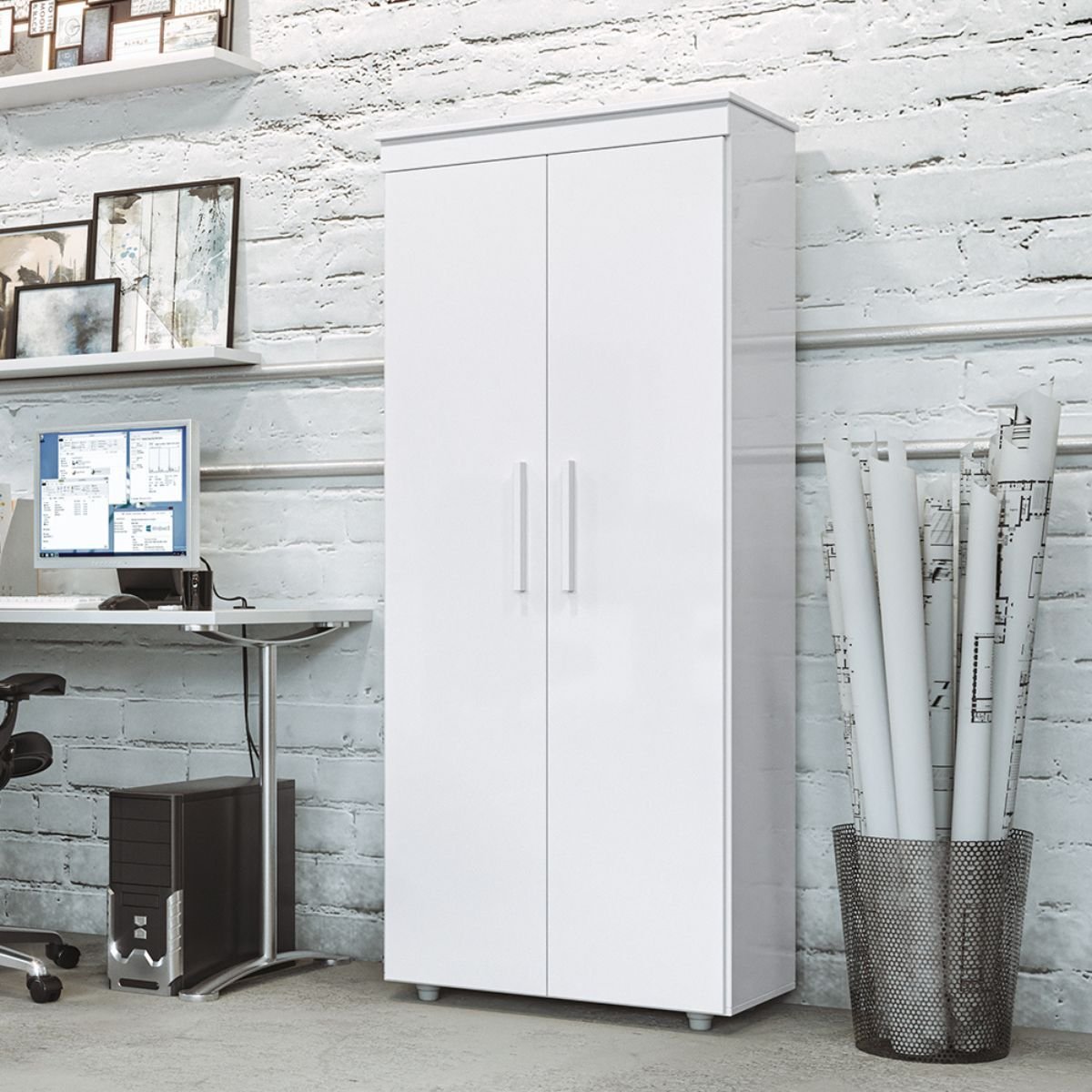 Armário Multiuso Escritório 2 Porta 4 Prateleiras 1 Gaveta Advantage ...