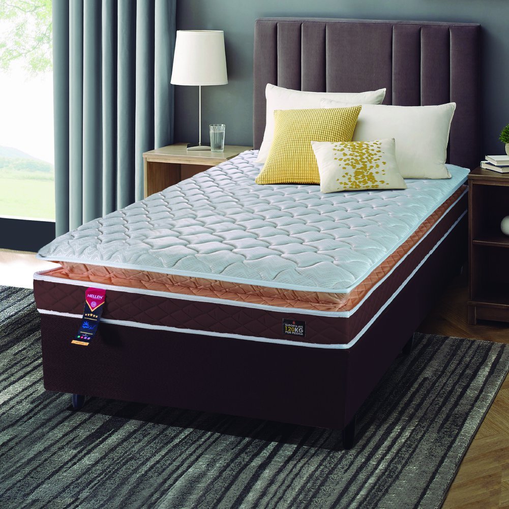 Cama Box Solteiro Colchão Espuma D33 Pillow Top Nobre 88x188x60cm ...