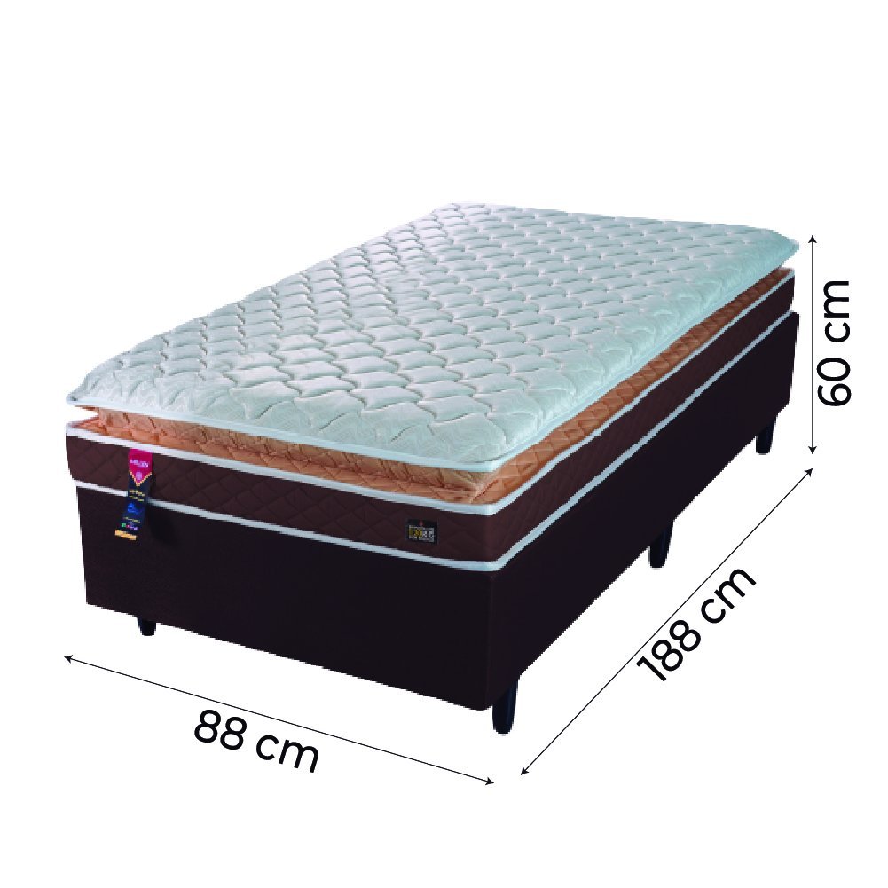 Cama Box Solteiro Colchão Espuma D33 Pillow Top Nobre 88x188x60cm ...