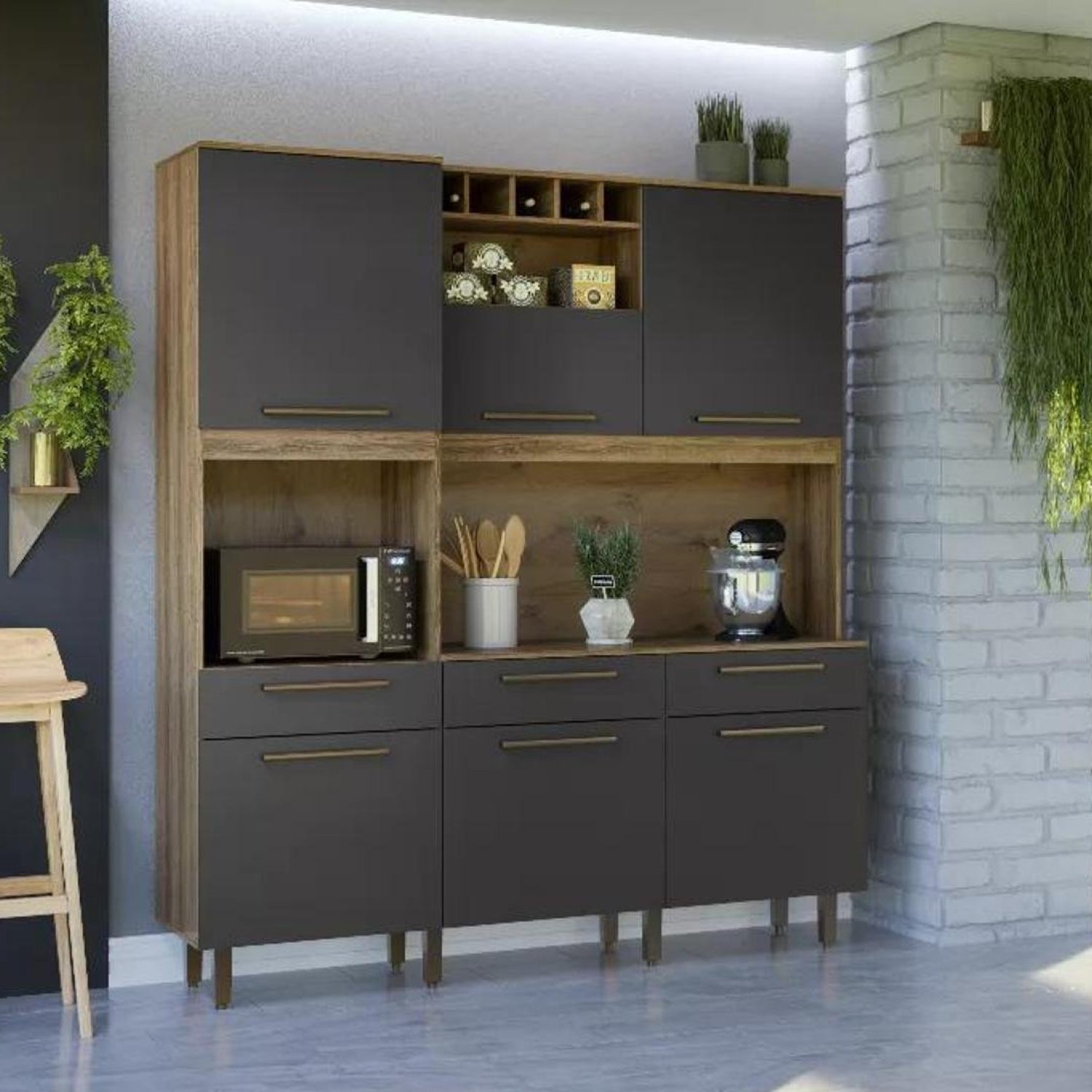 Cozinha Compacta 6 Portas 3 Gavetas Nicho Italy Veneza Batrol Móveis ...