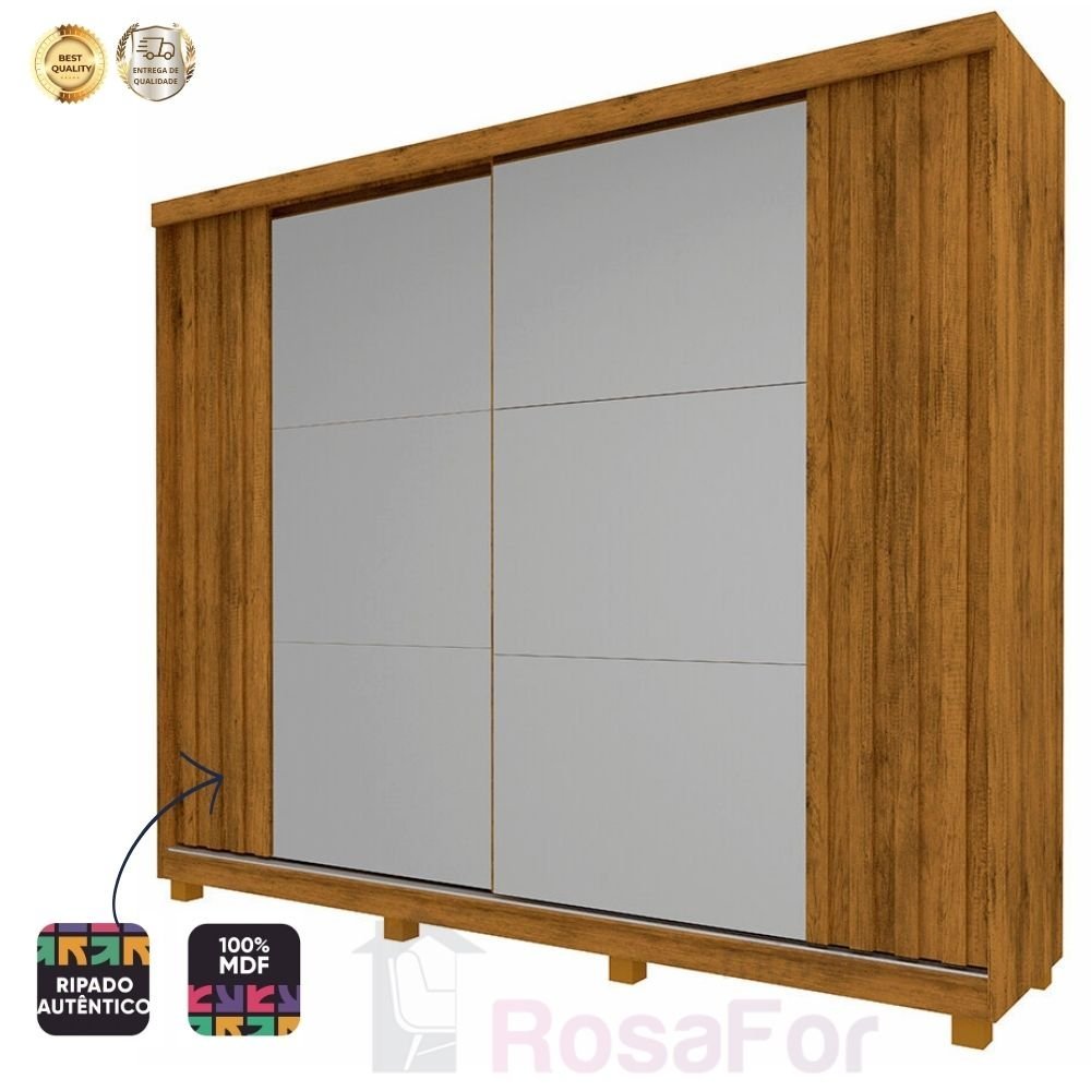 Guarda Roupa Ares Ripado Espelho Madeirado Off White - Gelius ...