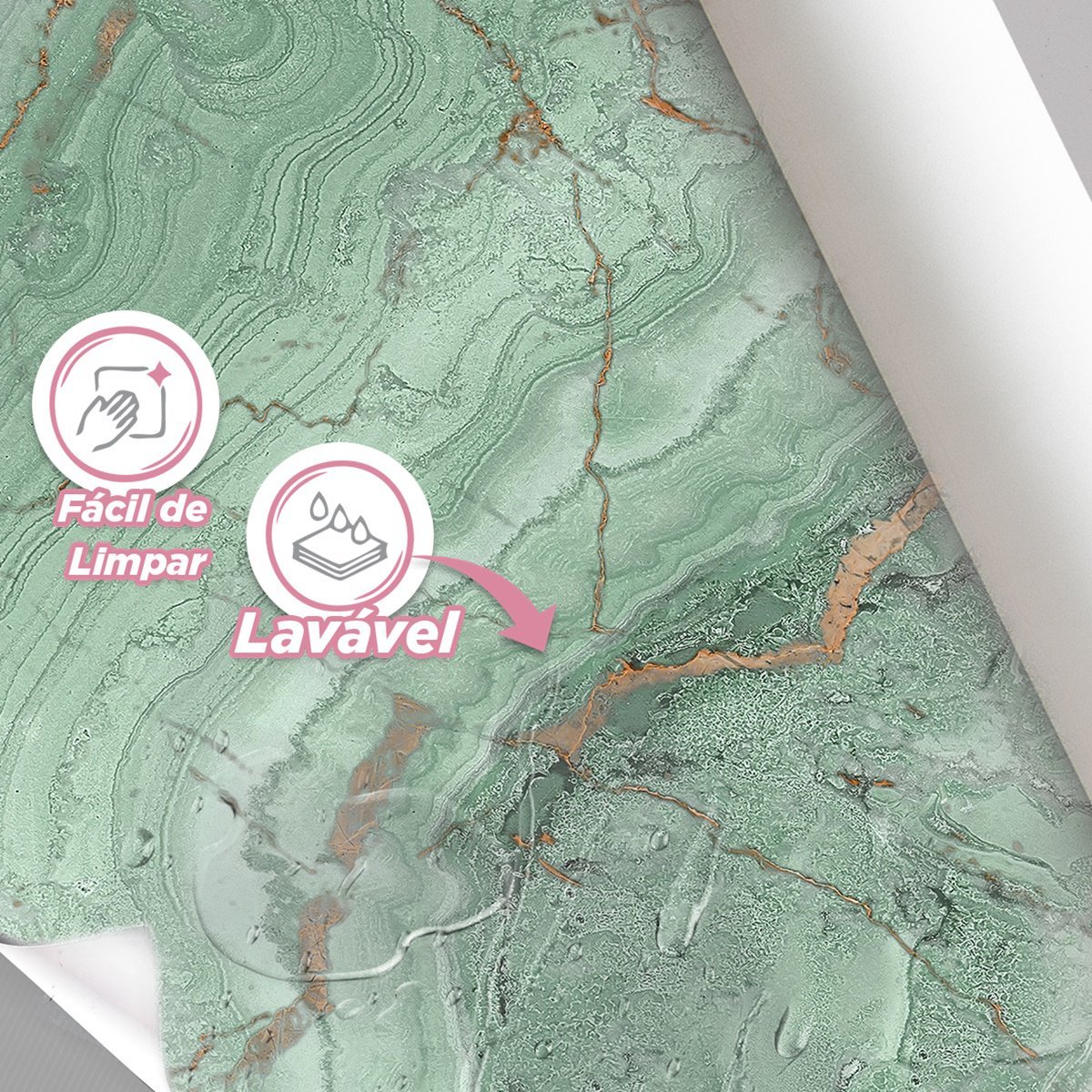 Papel de Parede Painel 3D Mármore Carrara Verde 1,5M Claro Revestimento ...