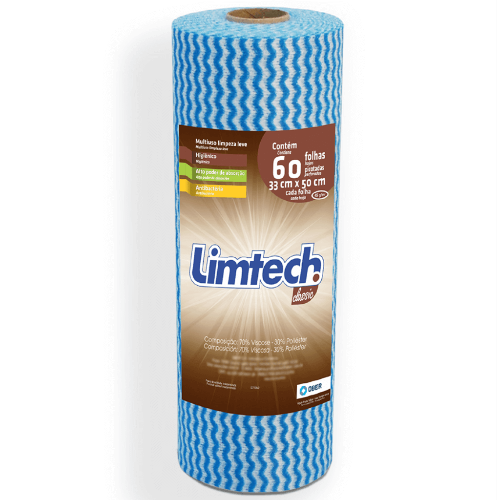 Pano Multiuso Limtech Wave - 33cm X 30m - 60 Folhas - 45g/m² - Azul ...