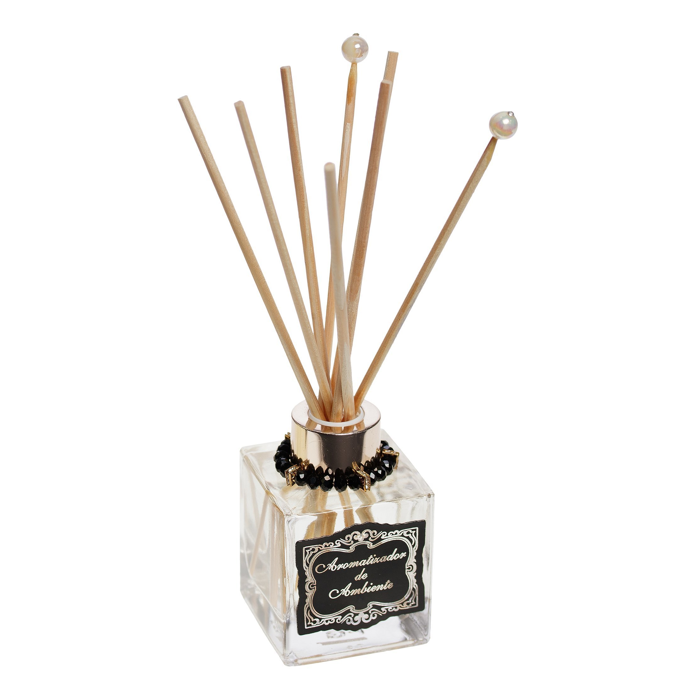 Difusor Varetas Vidro 100ml Enfeites ouro/preto - Fragrância: Alecrim ...