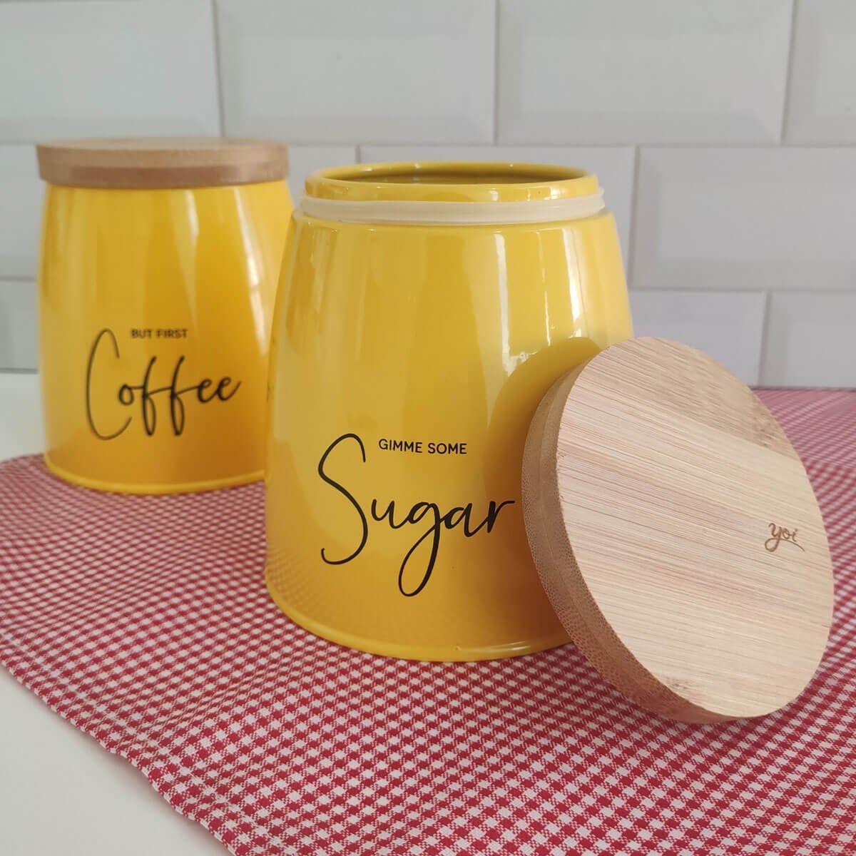 Kit 2 Latas Coffee e Sugar 800ml Potes para Açúcar e Café em Aço e ...