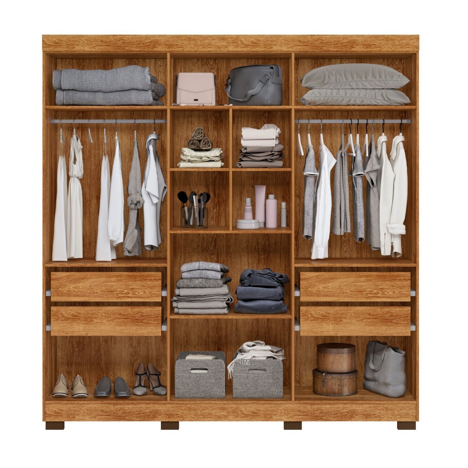 Guarda Roupa Solteiro 6 Portas 4 Gavetas Flórida 100% MDF | MadeiraMadeira