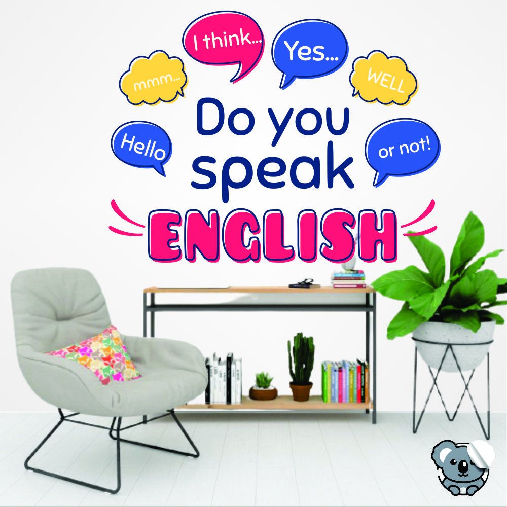 Adesivo de Parede Para Escola de Inglês Do You Speak English | MadeiraMadeira