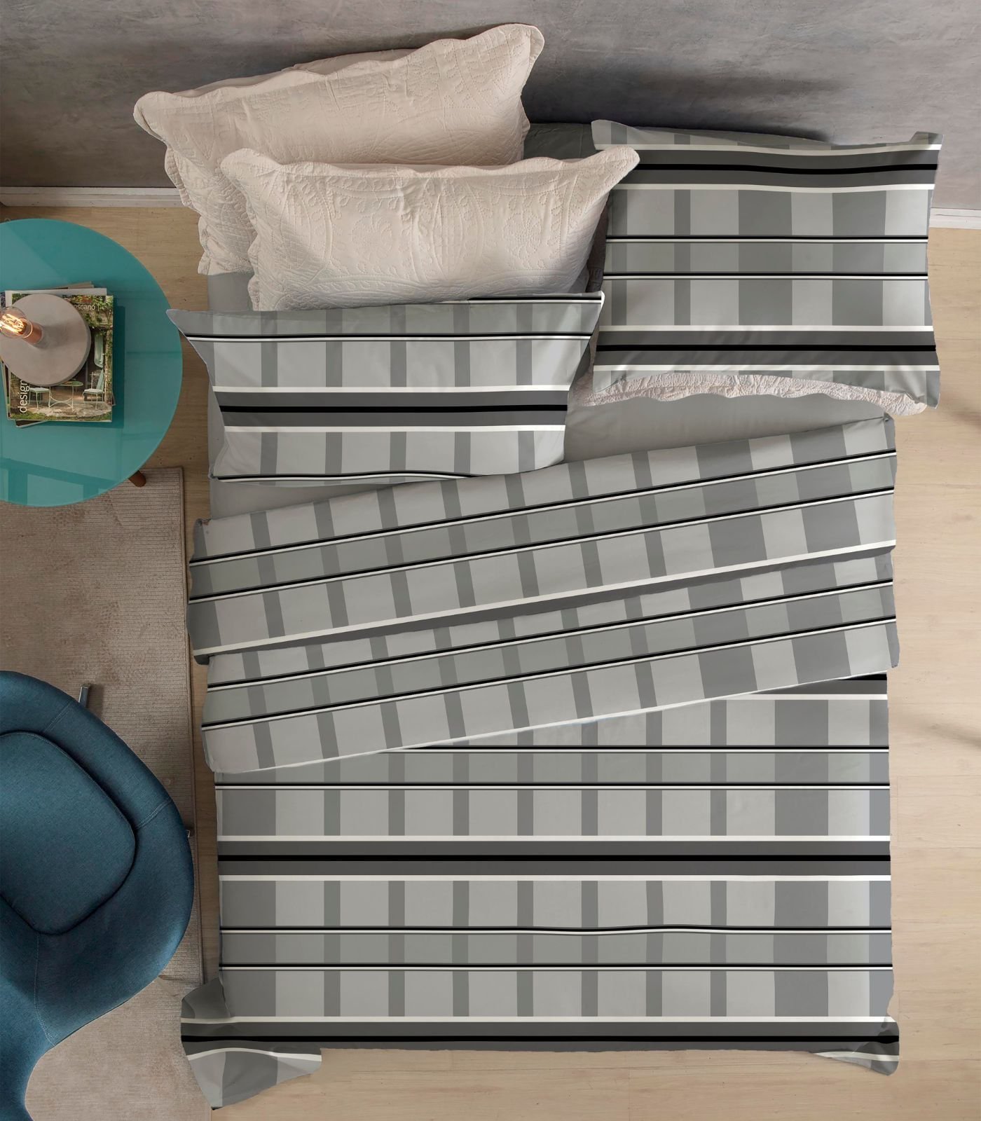 Jogo De Cama Essenciale Solteiro Corttex Cinza UN | MadeiraMadeira