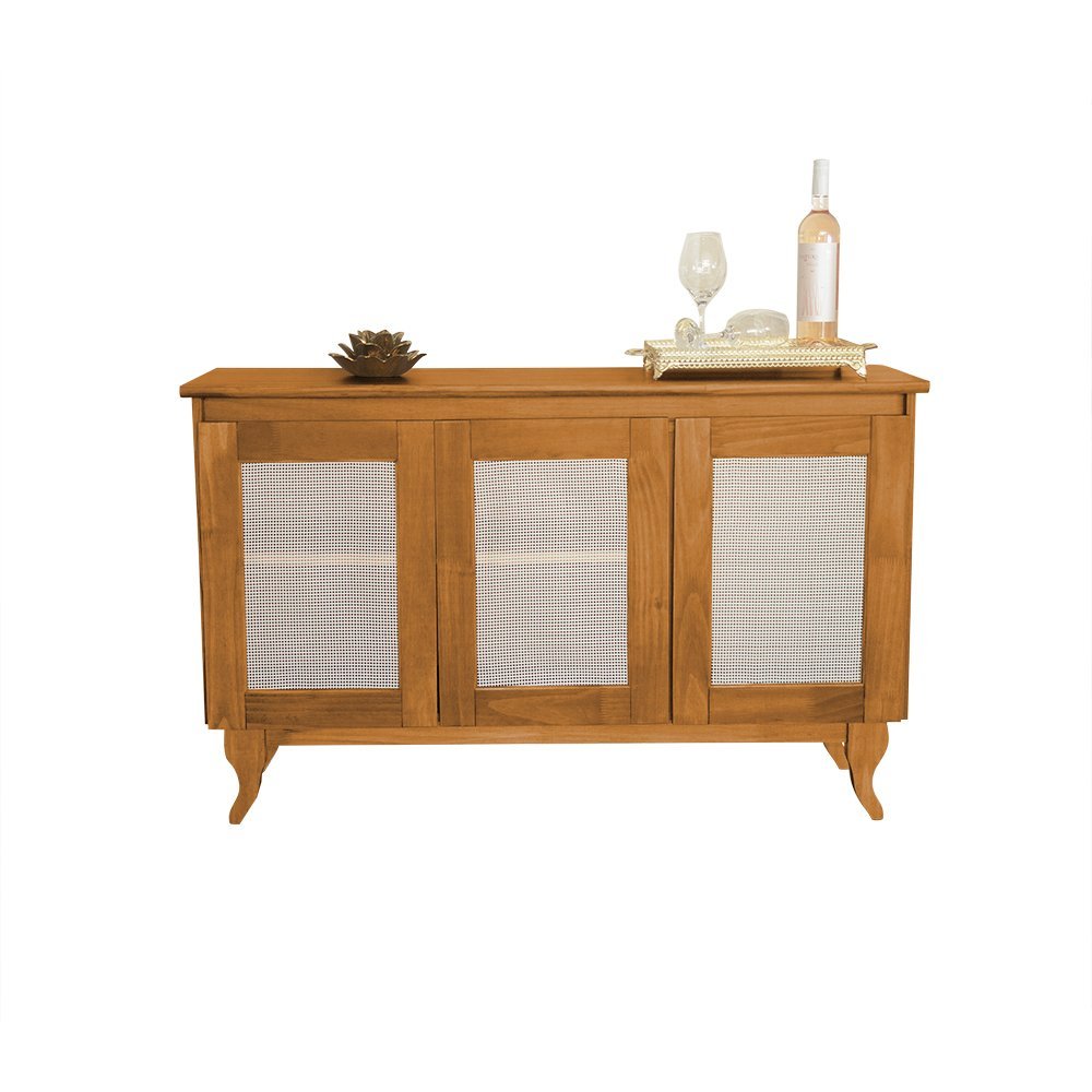 Buffet Aparador com Telinha Palha Deltan Madeira 3p - Imbuia ...