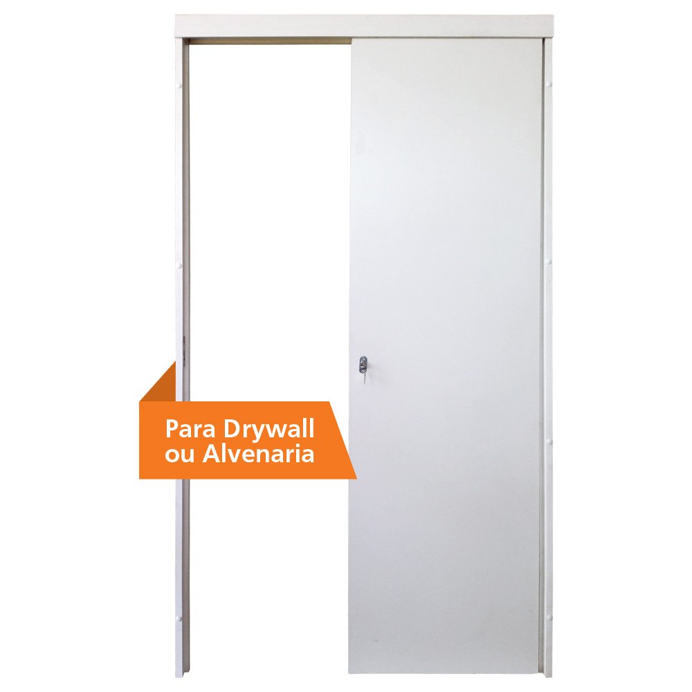 Kit Porta Pronta de Correr Sobrepor Primer Branco Germano | MadeiraMadeira