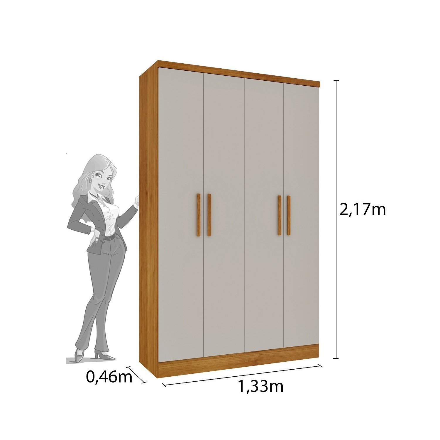 Guarda Roupa Solteiro 4 Portas 2 Gavetas 133cm Amsterdam | MadeiraMadeira