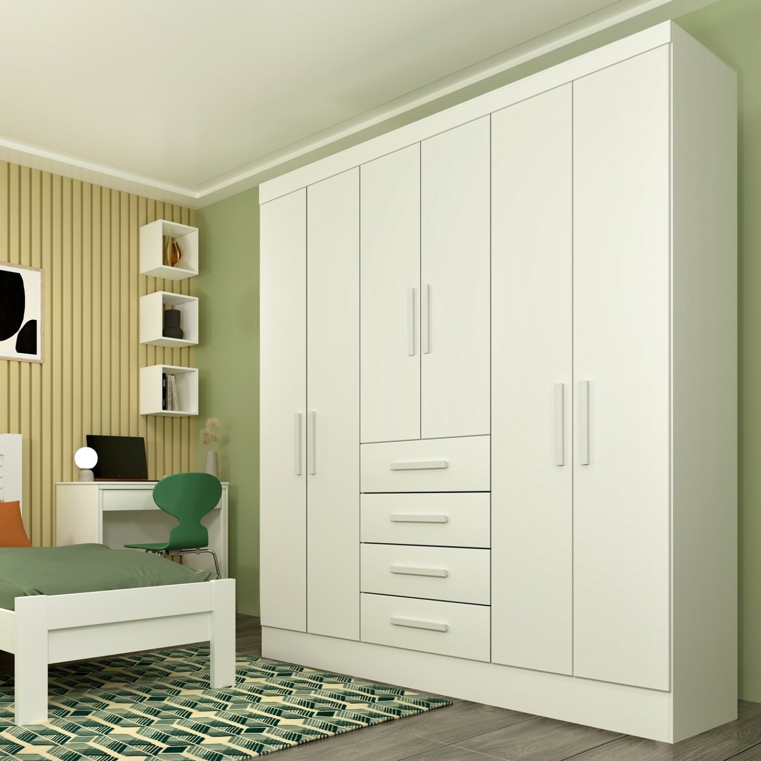 Guarda Roupa Casal 6 Portas 4 Gavetas Arizona | MadeiraMadeira