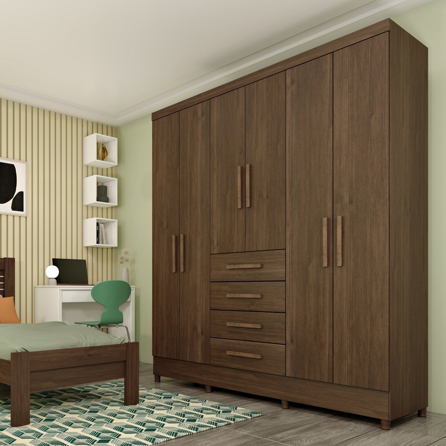 Guarda Roupa Casal 6 Portas 4 Gavetas Arizona | MadeiraMadeira