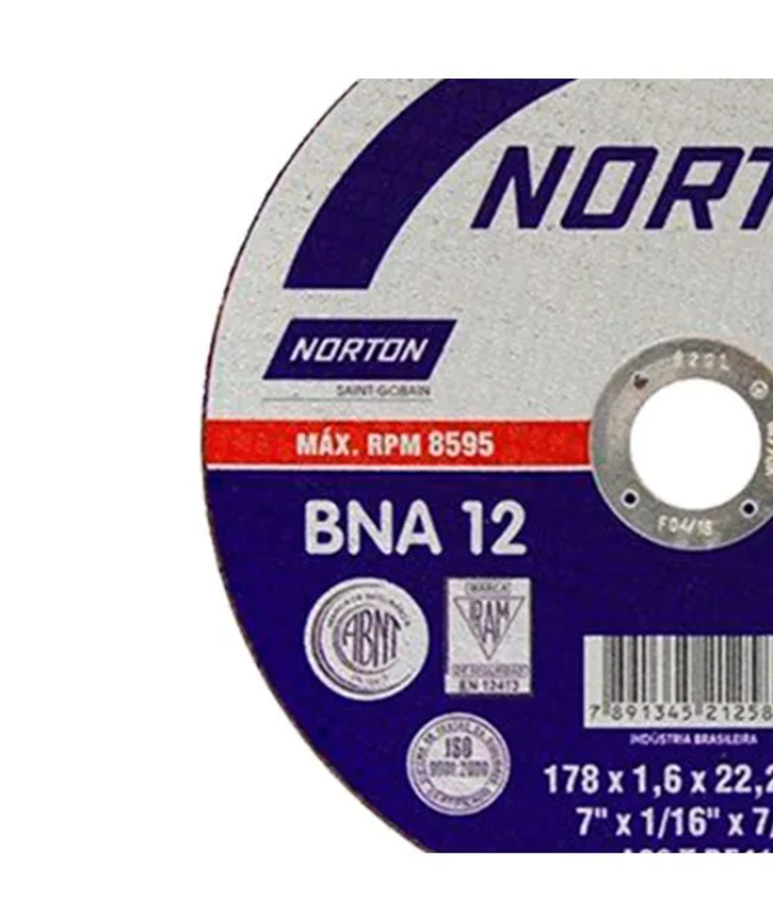 Disco de Corte Norton Bna 12 para Inox 7 Polegadas | MadeiraMadeira