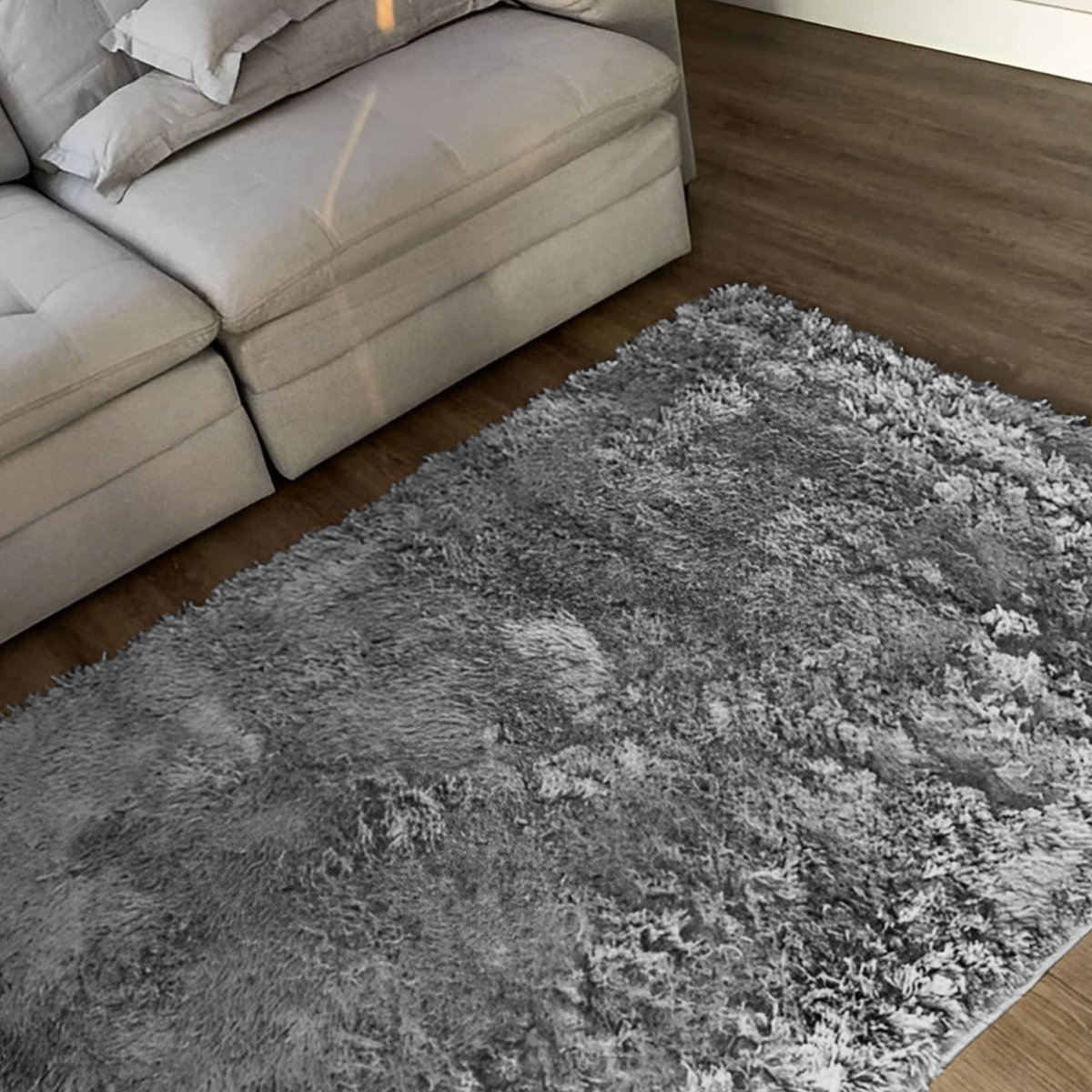 Tapete Peludo Moderno para Quarto 200x140cm Cinza Casen | MadeiraMadeira