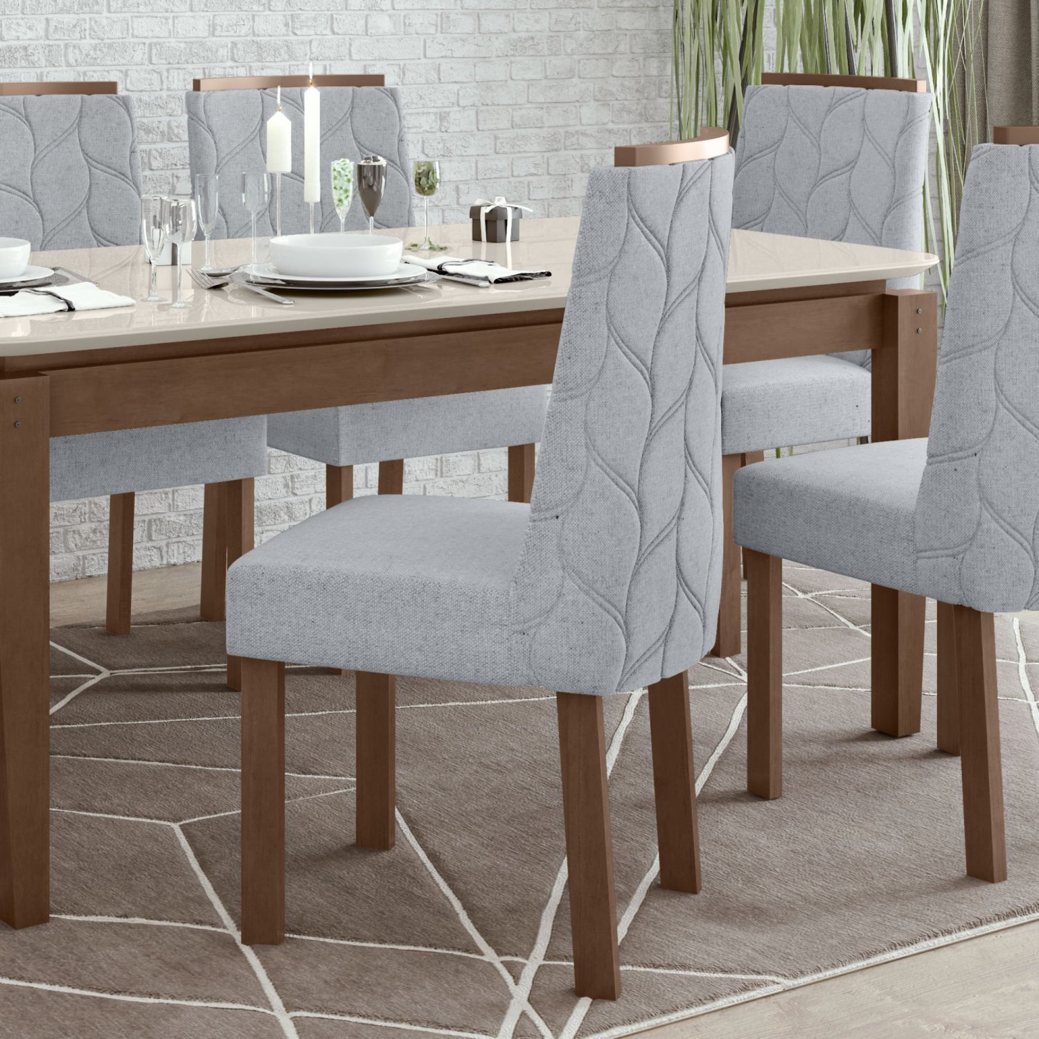 Conjunto 6 Cadeiras Estofadas Astrid Móveis Lopas | MadeiraMadeira