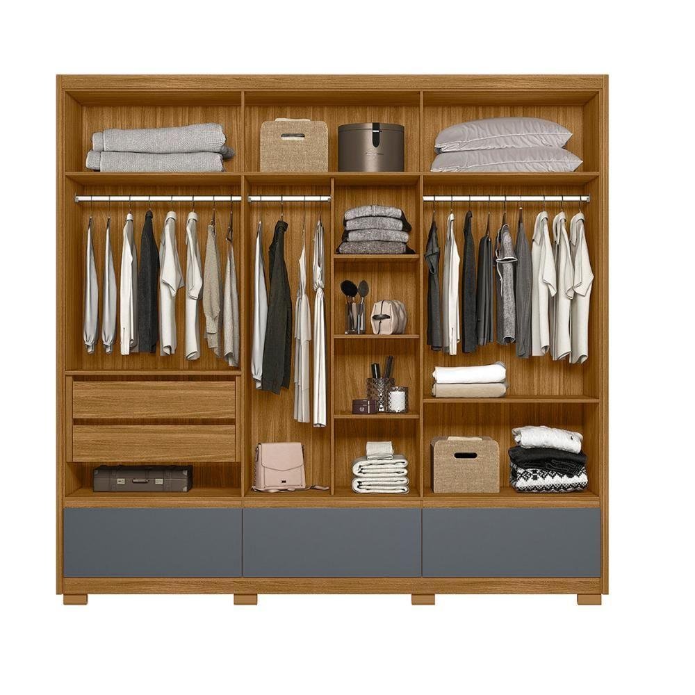 Guarda Roupa Casal 6 Portas 3 Gavetas Amazonas - Freijó / Cinza Freijó ...