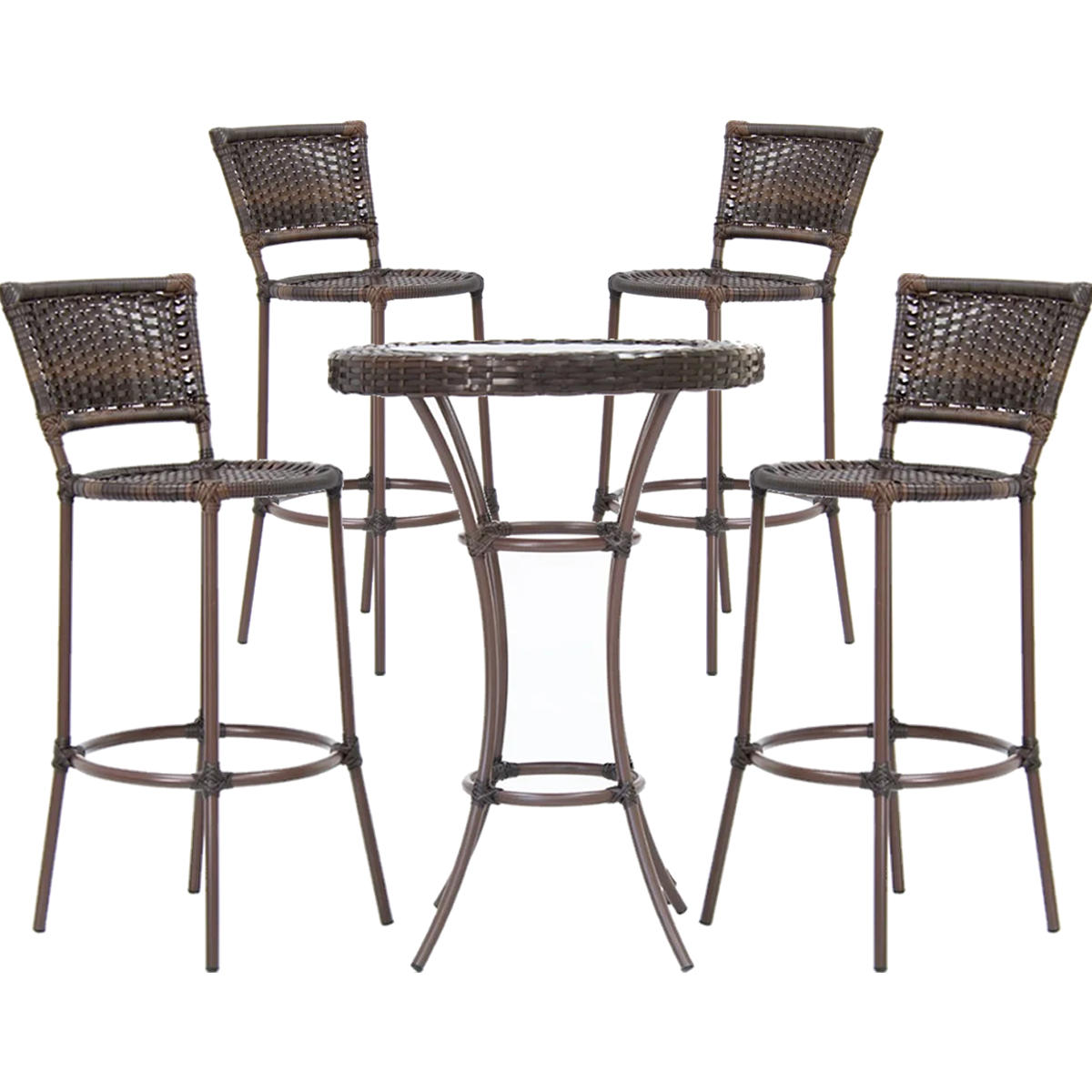 Jogo Mesa Alta Bistrô com 4 Banquetas Altas Fibra Sintetica e Aluminio ...