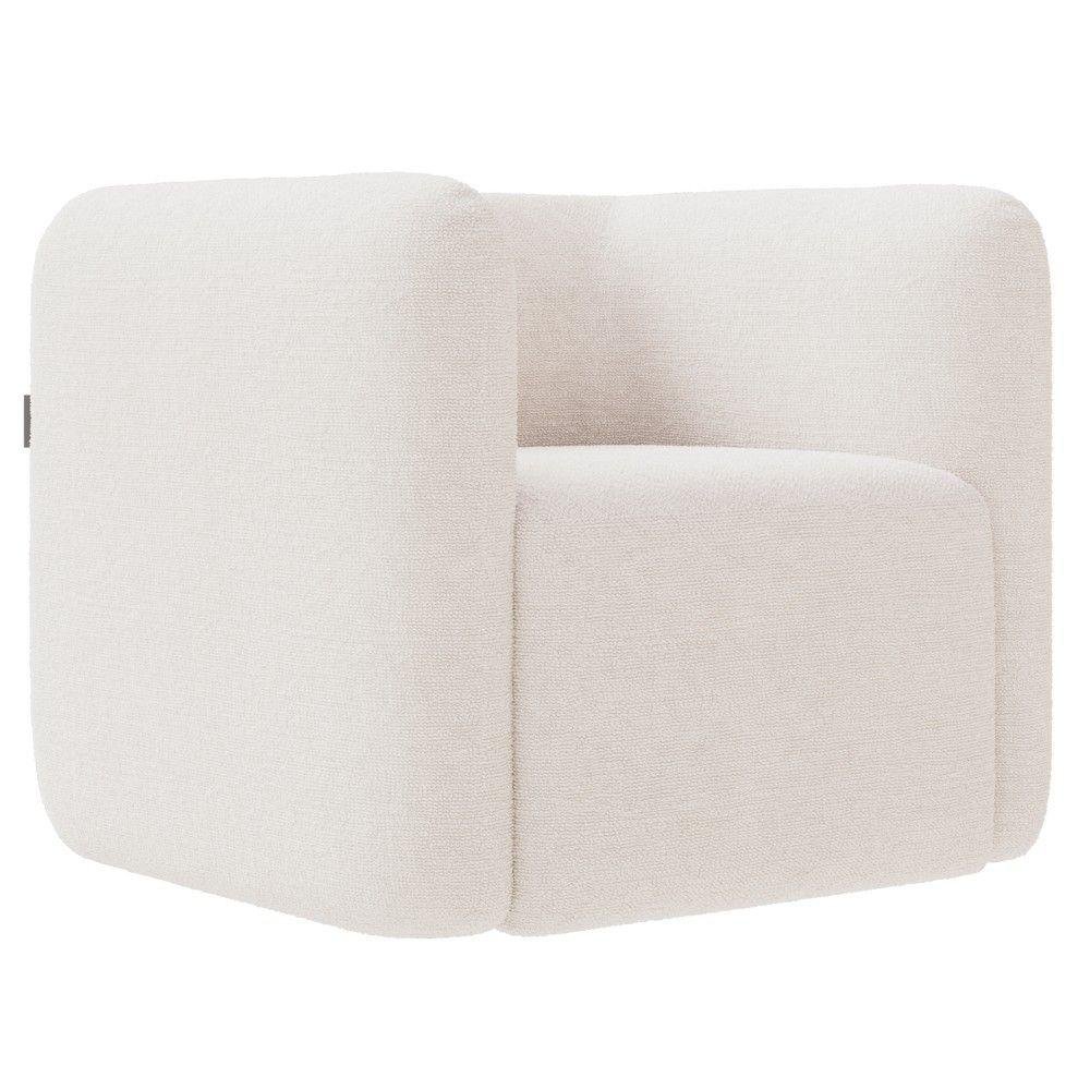 Poltrona para Sala de Estar Decorativa Quadrada Maggie K04 Bouclê Bege ...