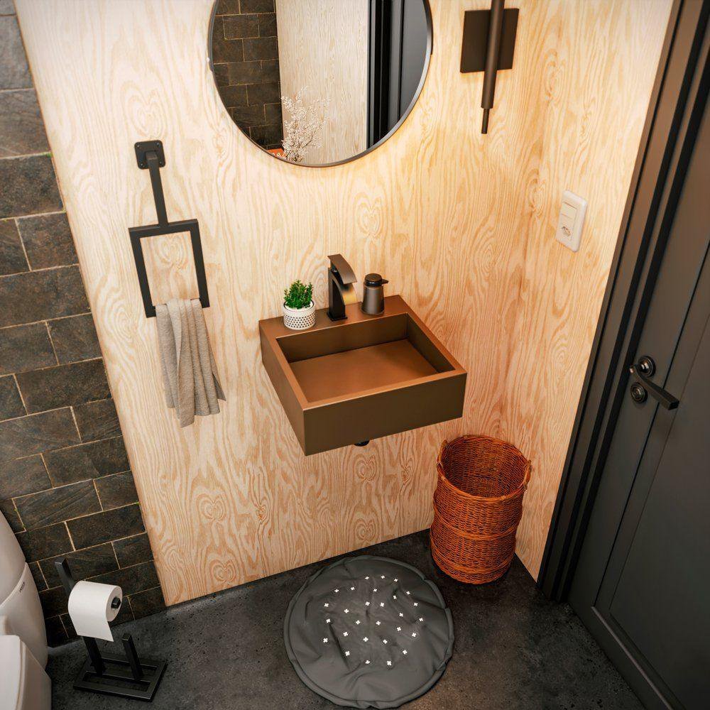 Cuba Luna Marrom Fosco Com Mesa E Válvula Oculta 40X40Cm | MadeiraMadeira