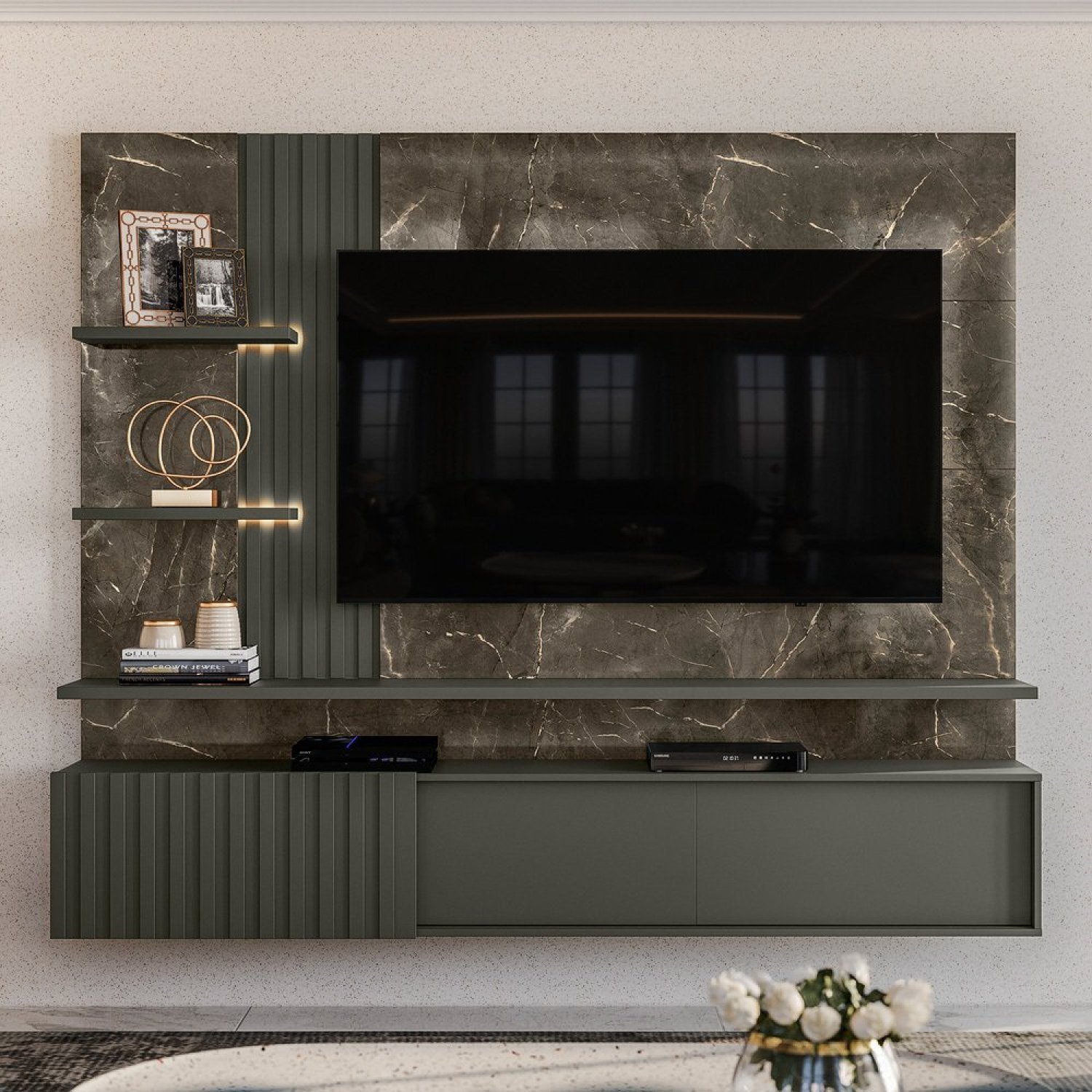 Estante Home Suspensa para TVs até 65 Polegadas 2 Portas Atena Madetec | MadeiraMadeira